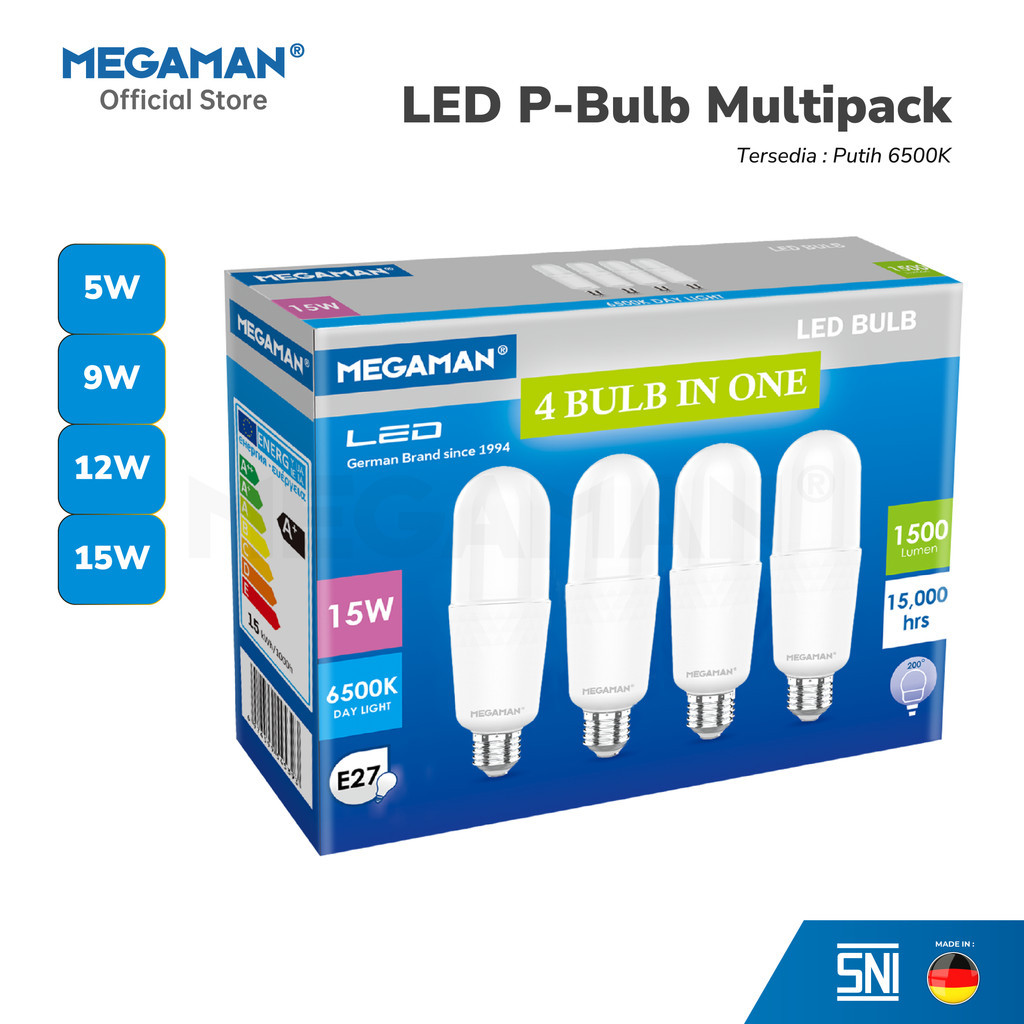 Jual Lampu LED Stick Diamond Multipack MEGAMAN 5-15W E27 4PK 170-240V 6500K/Putih | Shopee Indonesia
