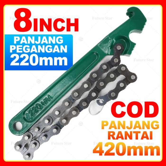 Jual Kunci Oli Filter Model Rantai Sabuk 8 inch Wrench Pembuka 8 ...