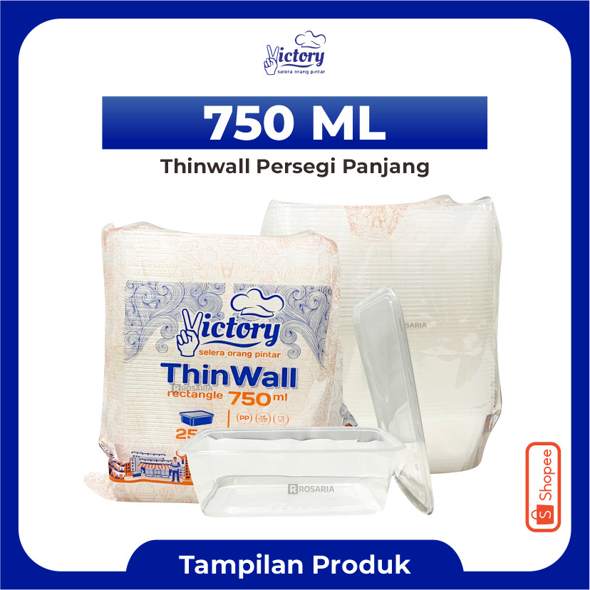 Jual THINWALL PERSEGI PANJANG 750 ML VICTORY Rectangle Wadah Plastik ...