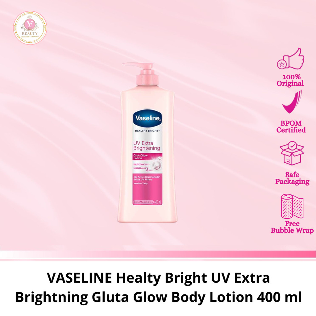 Jual YF Beauty VASELINE Healty Bright UV Extra Brightning Gluta Glow Body Lotion 400 ml Pump ...