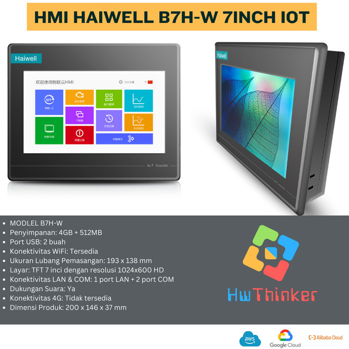 Jual Haiwell B7H-W 7inch 7 inch 7in 7'' IoT Cloud HMI WIFI Layar Sentuh ...