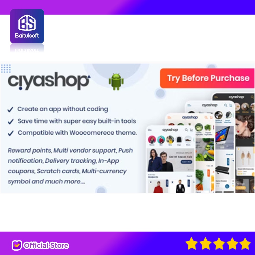 Jual SOURCE CODE APLIKASI CIYASHOP NATIVE ANDROID APPLICATION BASED ON WOOCOMMERCE | Shopee ...