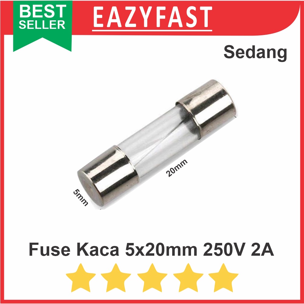 Jual Fuse Kaca Sekring 2A 2 Ampere Tabung Kecil 5x20 5x20mm 5 x 20 mm 250V | Shopee Indonesia