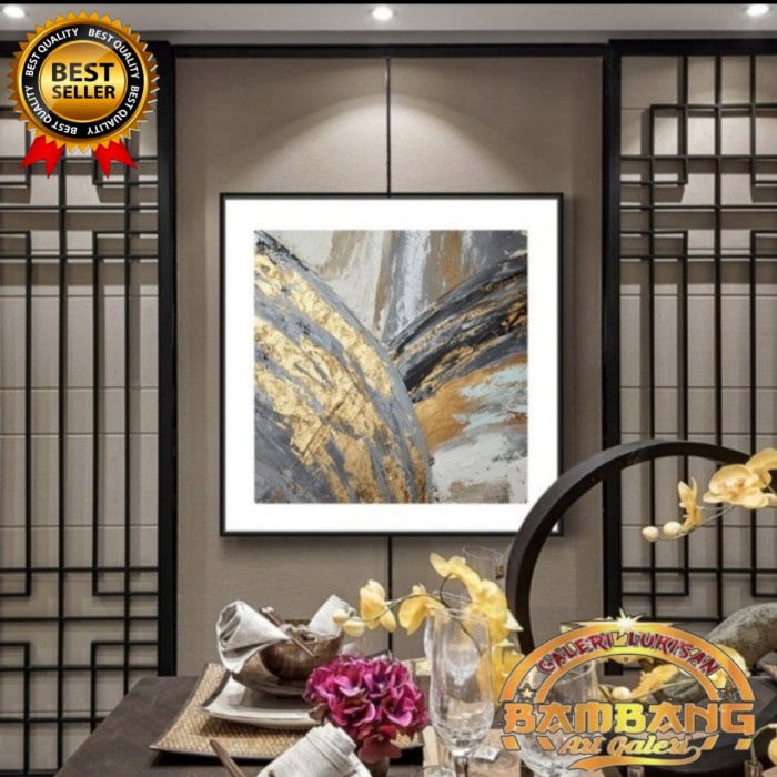 Jual lukisan abstrak minimalis elegan full tekstur - 100x100+frame ...