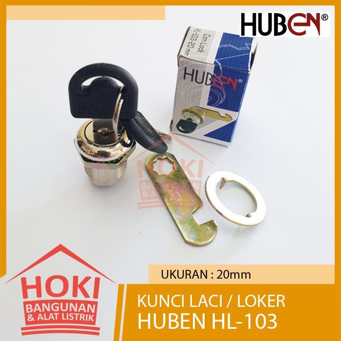 Jual CAMLOCK KUNCI LOKER HUBEN HL 103 20mm - Cam Lock Box Panel Laci ...