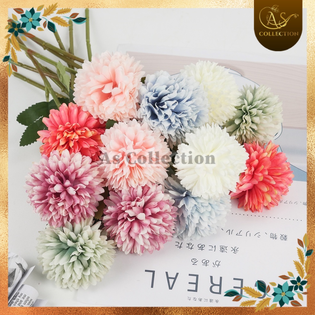 Jual 1 TANGKAI BUNGA DANDELION SUPER ARTIFICIAL FLOWER SNOW POMPOM ...