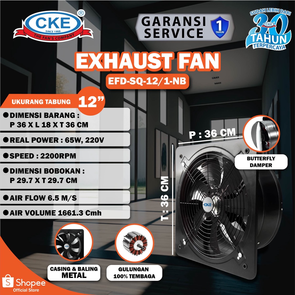 Jual Exhaust Fan Dinding 12 Inch Booster Fan Duct Fan Wall Duct Kipas Boster Hexos Dinding ...