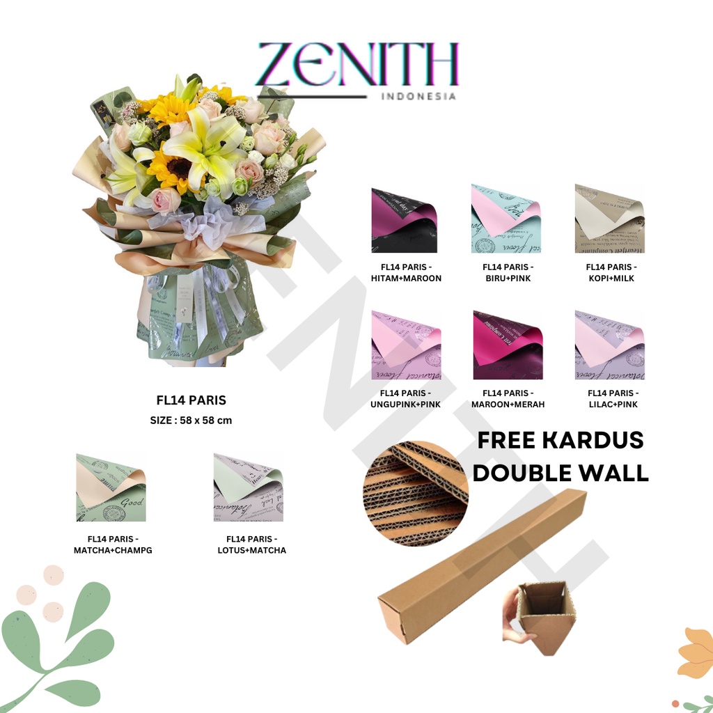 Jual Zenith - (5 LEMBAR) - FL14 PARIS Kertas Bunga Paper Buket Motif ...