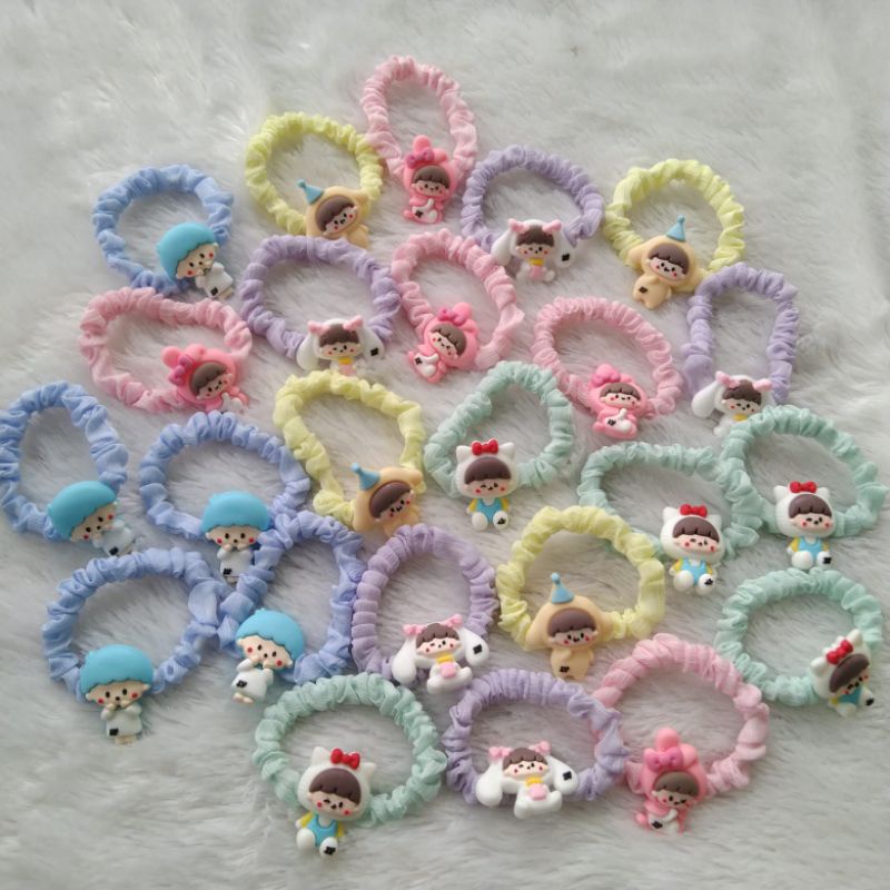 Jual ikat rambut scranchie anak lucu berkarakter/ikatan karet rambut ...
