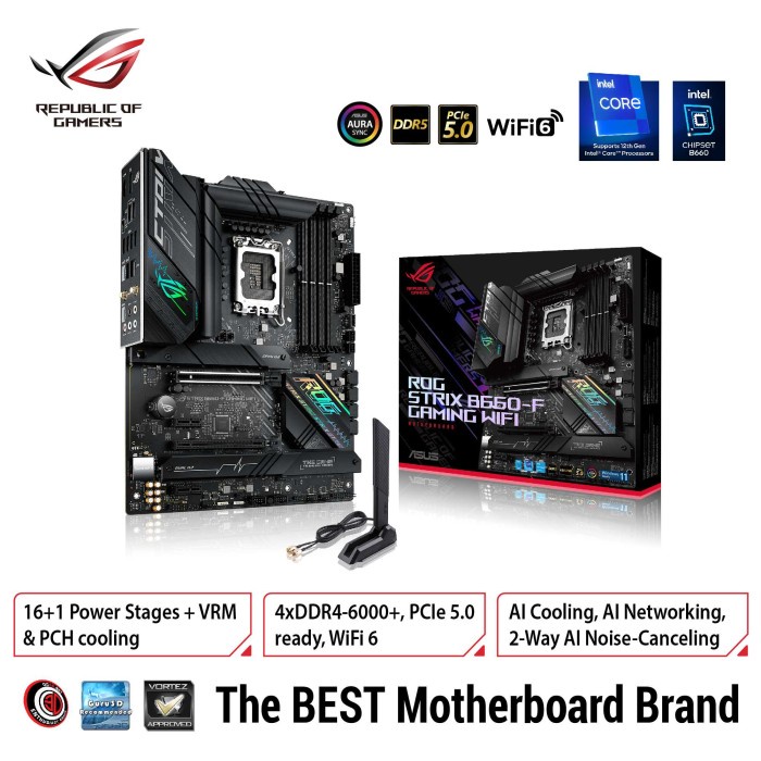 Jual ASUS ROG Strix B660-F Gaming WiFi LGA 1700 GEN 12 DDR5 | Shopee Indonesia