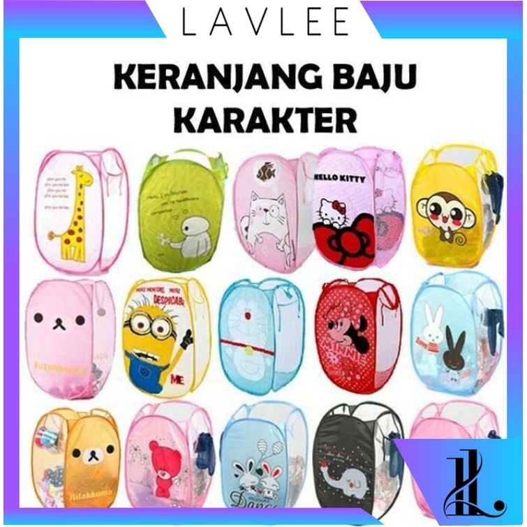 Jual LAVLEE H213 Keranjang Baju Kotor Lipat Motif Karakter / Laundry Basket / Keranjang ...
