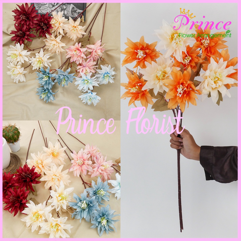 Jual BUNGA ANEMONE PANJANG X3 ARTIFICIAL DIY KAIN IMPORT CRISANT DAHLIA ...