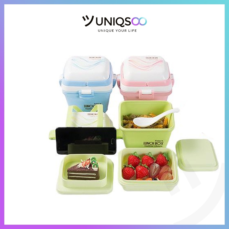 Jual UNIQSOO Lunch Box 3 Tingkat / Kotak Bekal Anak Tingkat / Bento Box Tingkat / Kotak Bekal ...