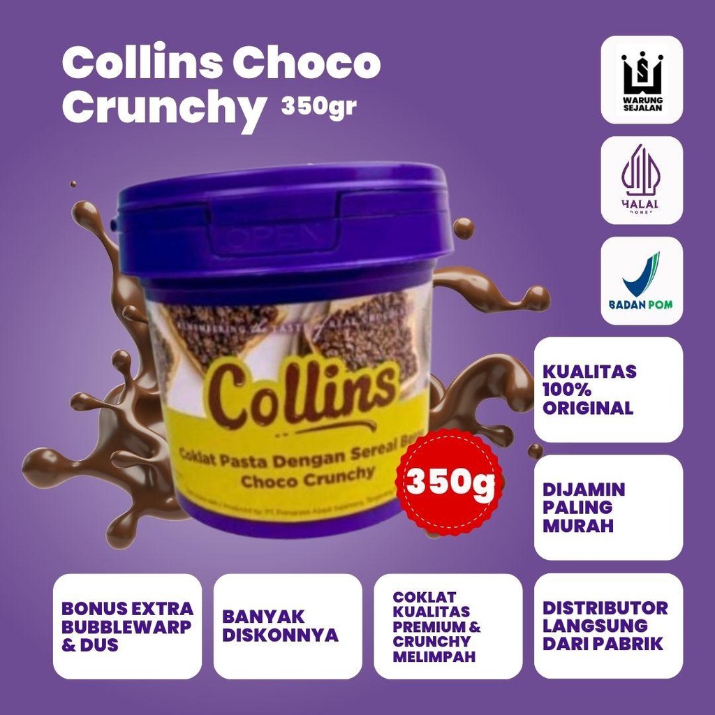 Jual Collins Choco Crunchy 350g Rasa Chocolate Coklat Cokelat 350gr ...