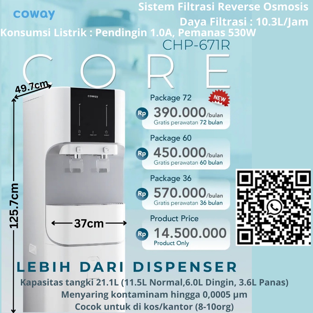 Jual Coway WATER PURIFIER CORE( CHP-671R) CICILAN 36 BULAN ATAU 60 ...