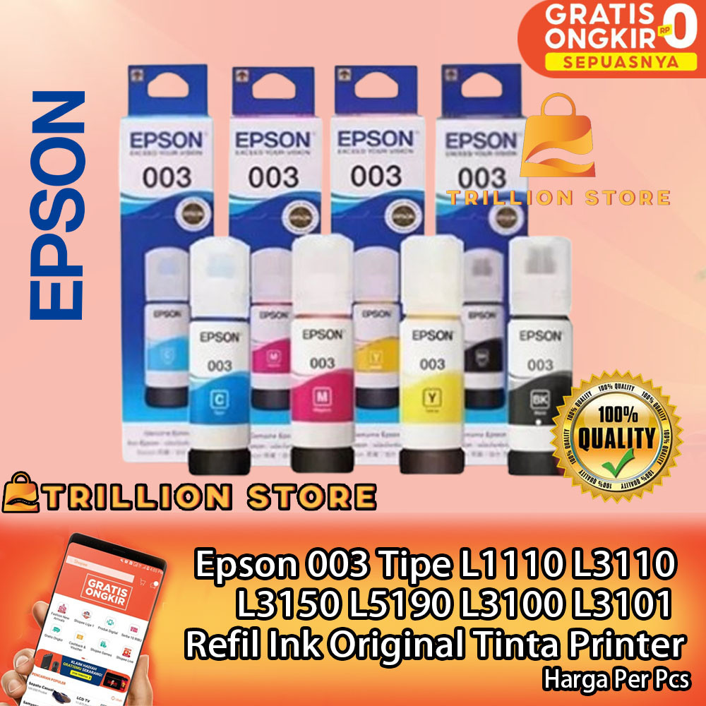 Jual Epson 003 Tipe L1110 L3110 L3150 L5190 L3100 L3101 Original Ori ...