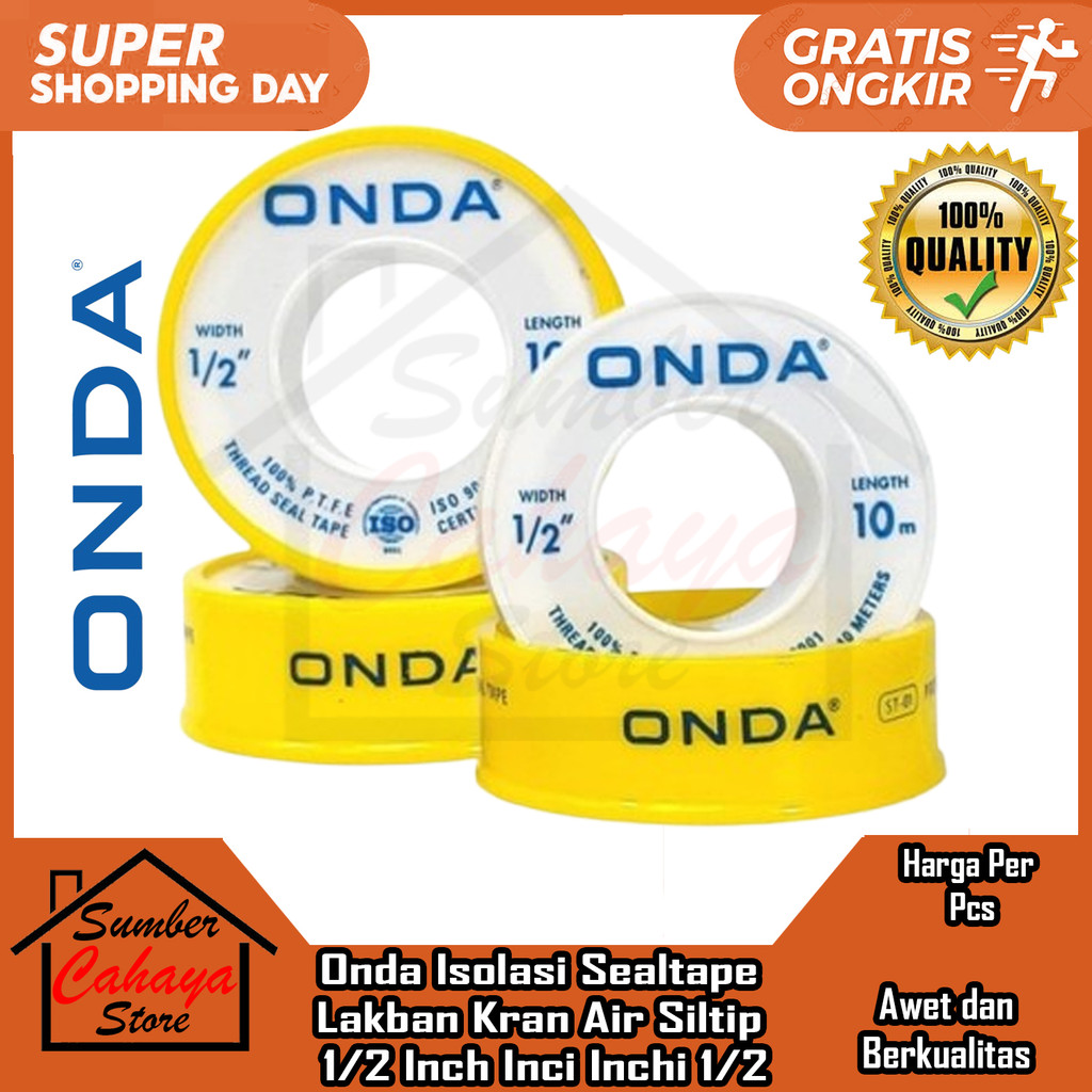 Jual Onda 1/2 Inch In Inci Inchi 1/2 Isolasi Kran Sealtape Seal Tape ...