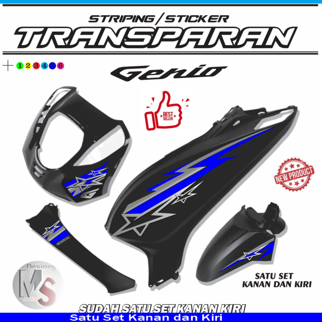 Jual STIKER VARIASI STRIPING TRANSPARAN BINTANG GENIO DESIGN TERBARU ...
