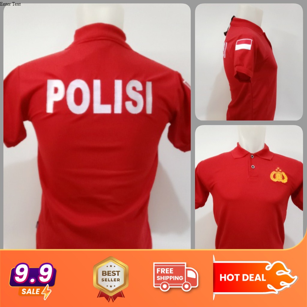 Jual Kaos Baju Pria Polo Shirt P.O.L.I.S.I Baju POLICE Merah | Shopee ...
