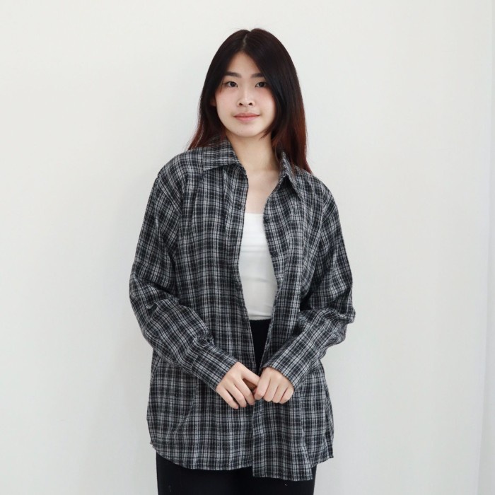 Jual MSMO Onjo Flanel Oversized Shirt - black | Shopee Indonesia