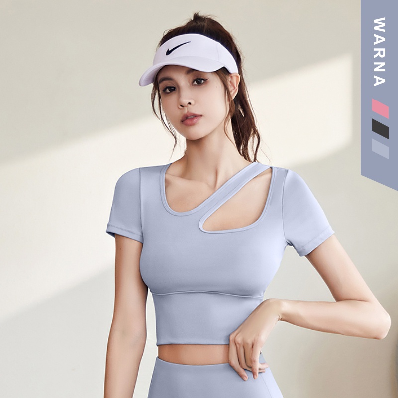 Jual YOUMI Atasan Olahraga Wanita Lengan Pendek Kaos Sport Bra YM053 | Shopee Indonesia