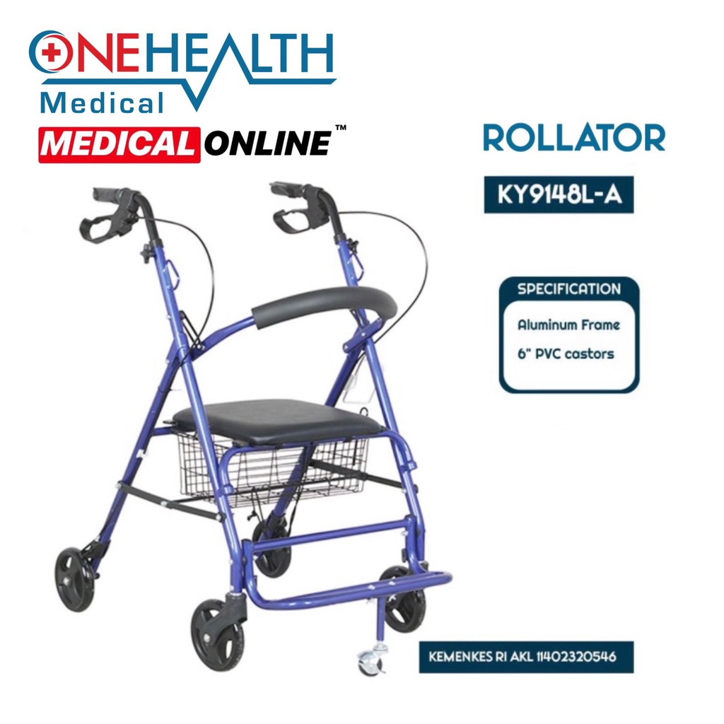 Jual ONEHEALTH WALKER ROLLATOR KY9148L- A ALAT BANTU JALAN RODA ...
