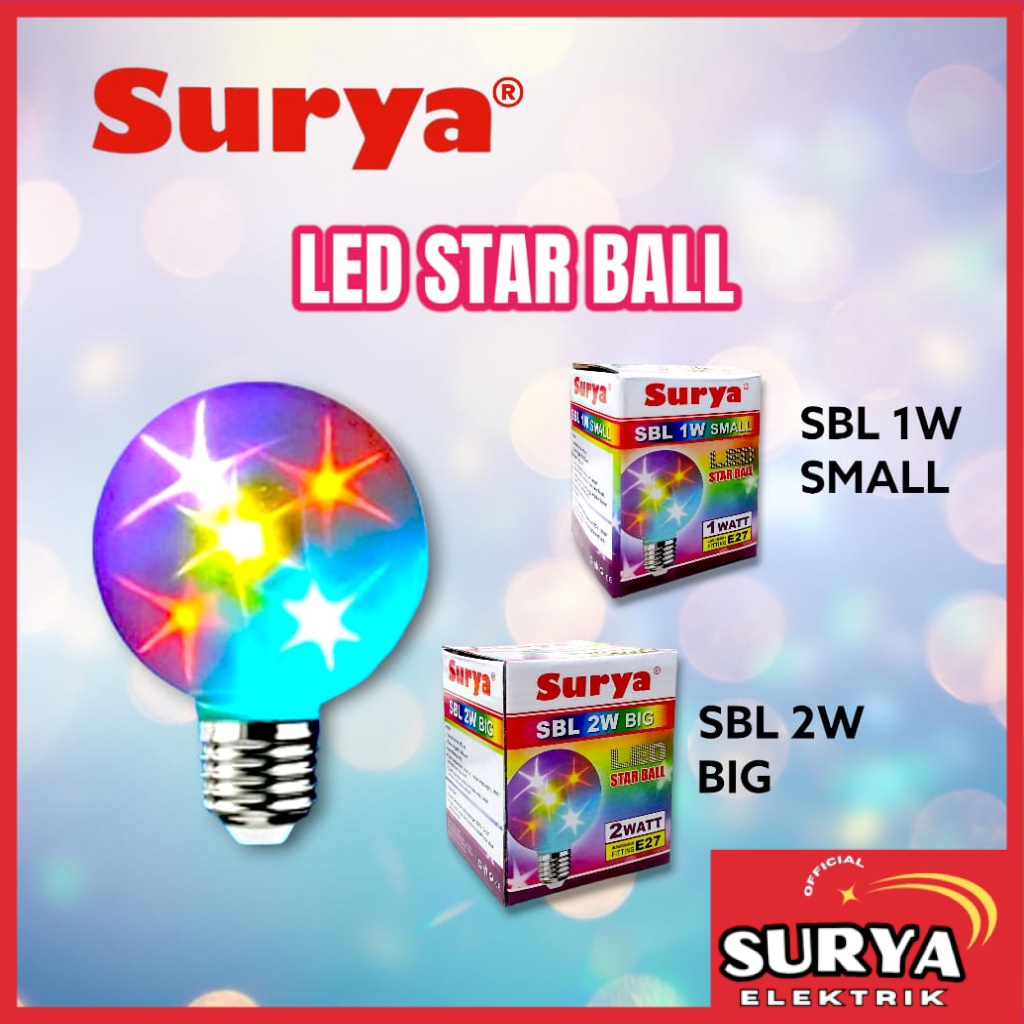 Jual Bohlam Lampu Star Ball LED SURYA Hias Bintang Warna Warni 1 / 2 ...