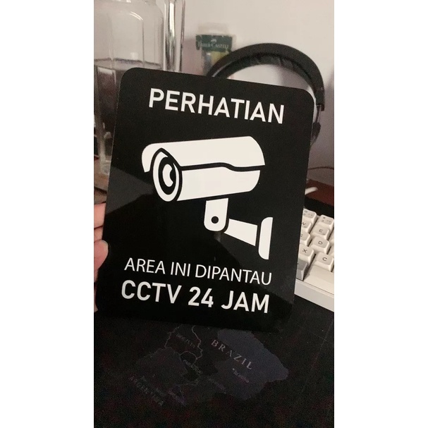 Jual Akrilik Papan Tulisan Perhatian Cctv / Sign Board Acrylic CCTV 20 ...