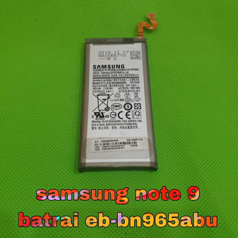 Jual Batrai Batu Samsung Note 9 Eb Bn965abu Ori Copotan Normal Shopee