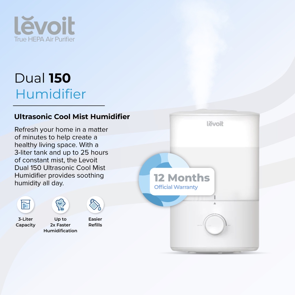 Jual Levoit Dual 150 Ultrasonic Cool Mist Humidifier USA Original ...