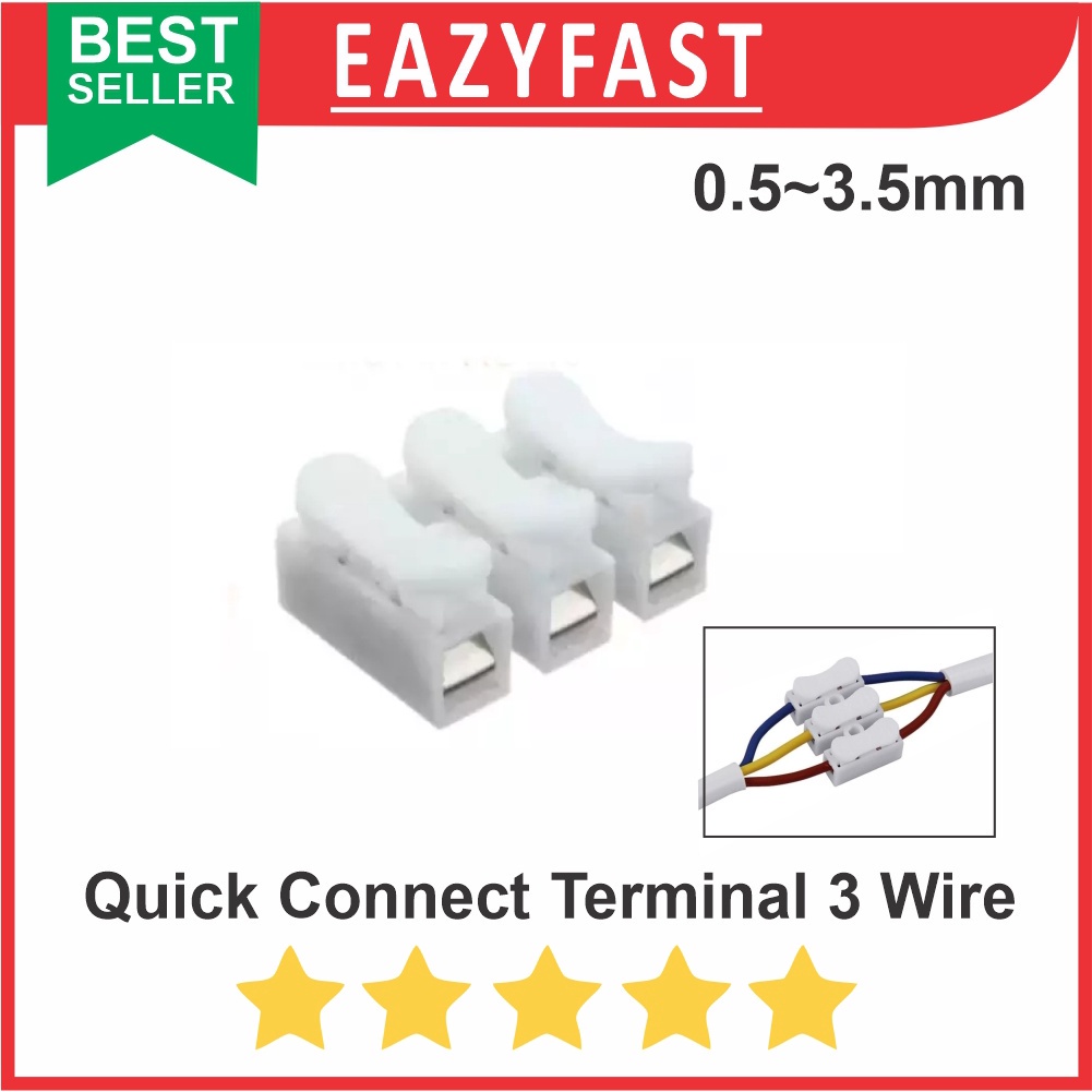 Jual Quick Connect 3 Wire Connector Spring Terminal Sambungan Kabel ...