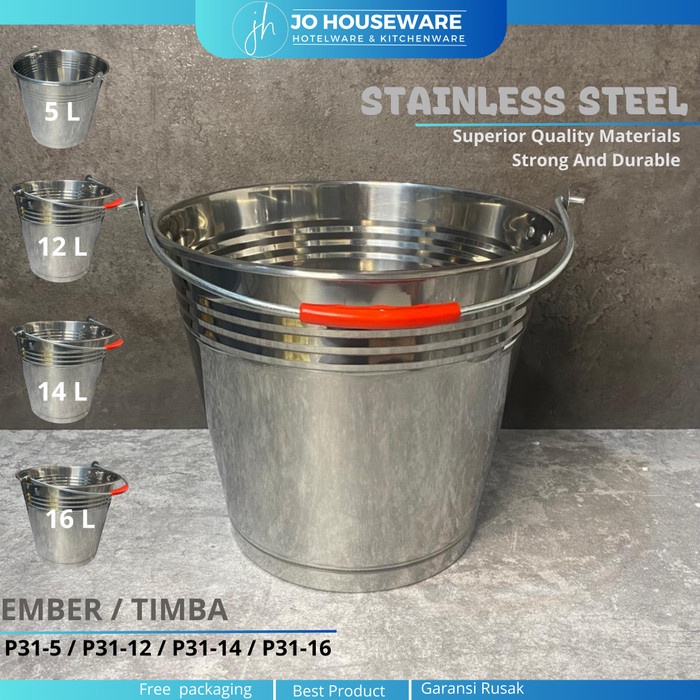Jual Ember timba stainless steel siper tebal anti karat premium P31-(5L ...