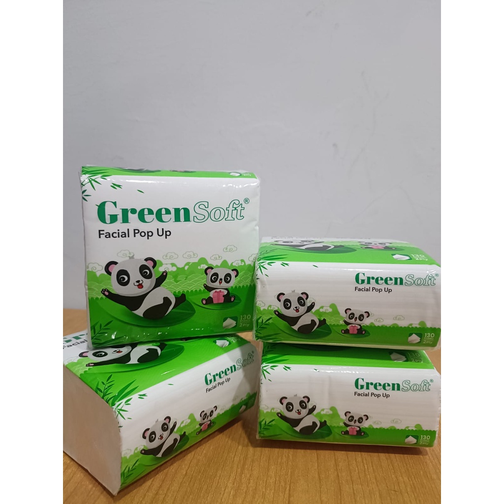 Jual MOS [1 PAKET 4 PCS] TISU GREENSOFT POPUP 130 SHEETS FACIAL TISSUE POP UP 130s GREEN SOFT ...