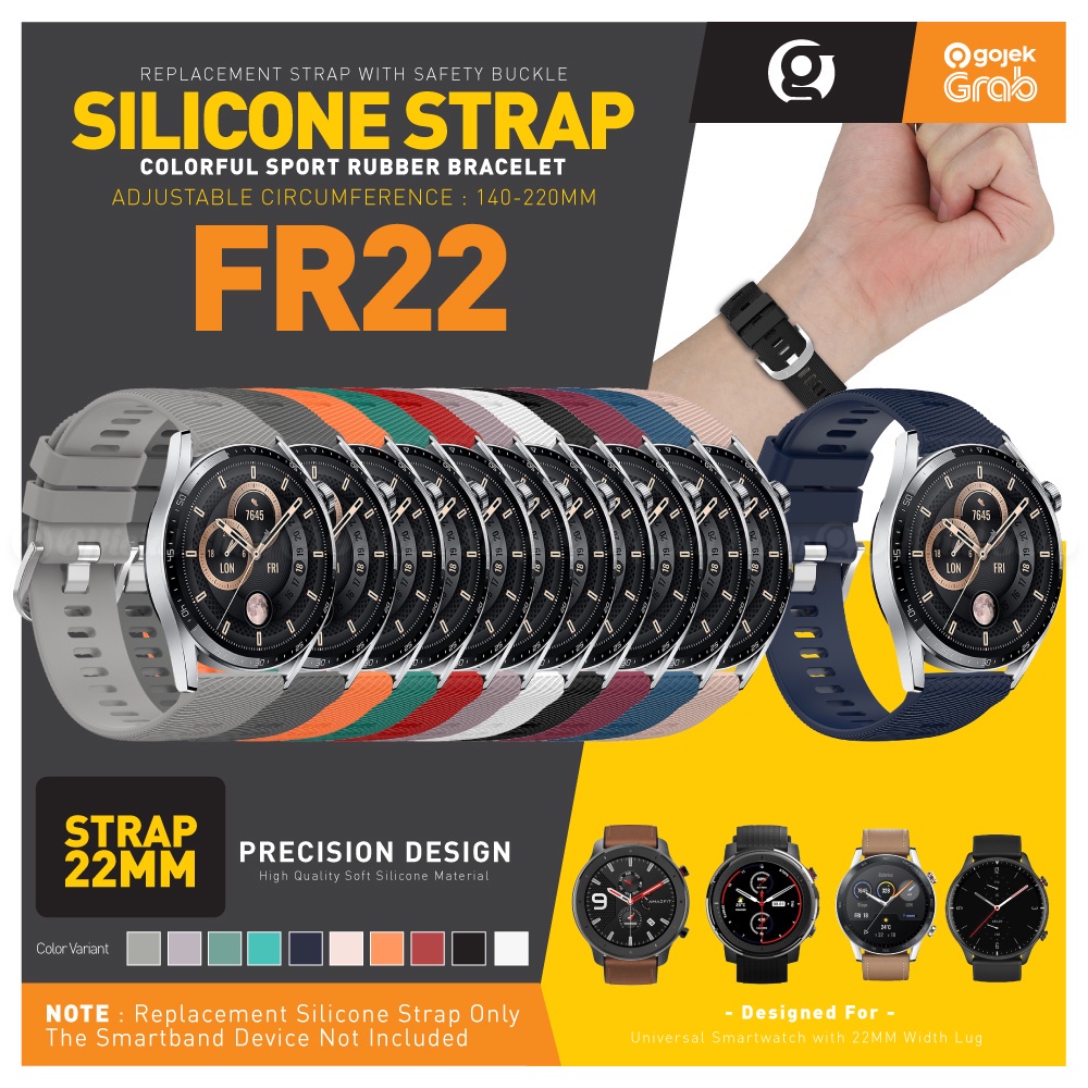 Jual HOP FR22 Silikon Strap 22mm for Amazfit GTR 2 3 4 / Mi S1 / Huawei GT2 GT3 GT4 GT5 46mm ...
