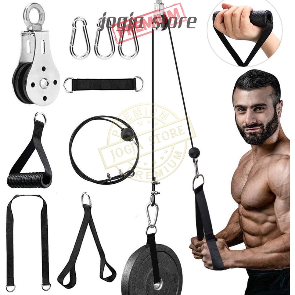 Jual Set Katrol Fitness GYM DIY Pulley Cable Machine Arm Bicep ...