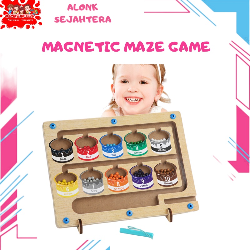 Jual [ALONK.S] magnetic mazes game learning color classification maze ...