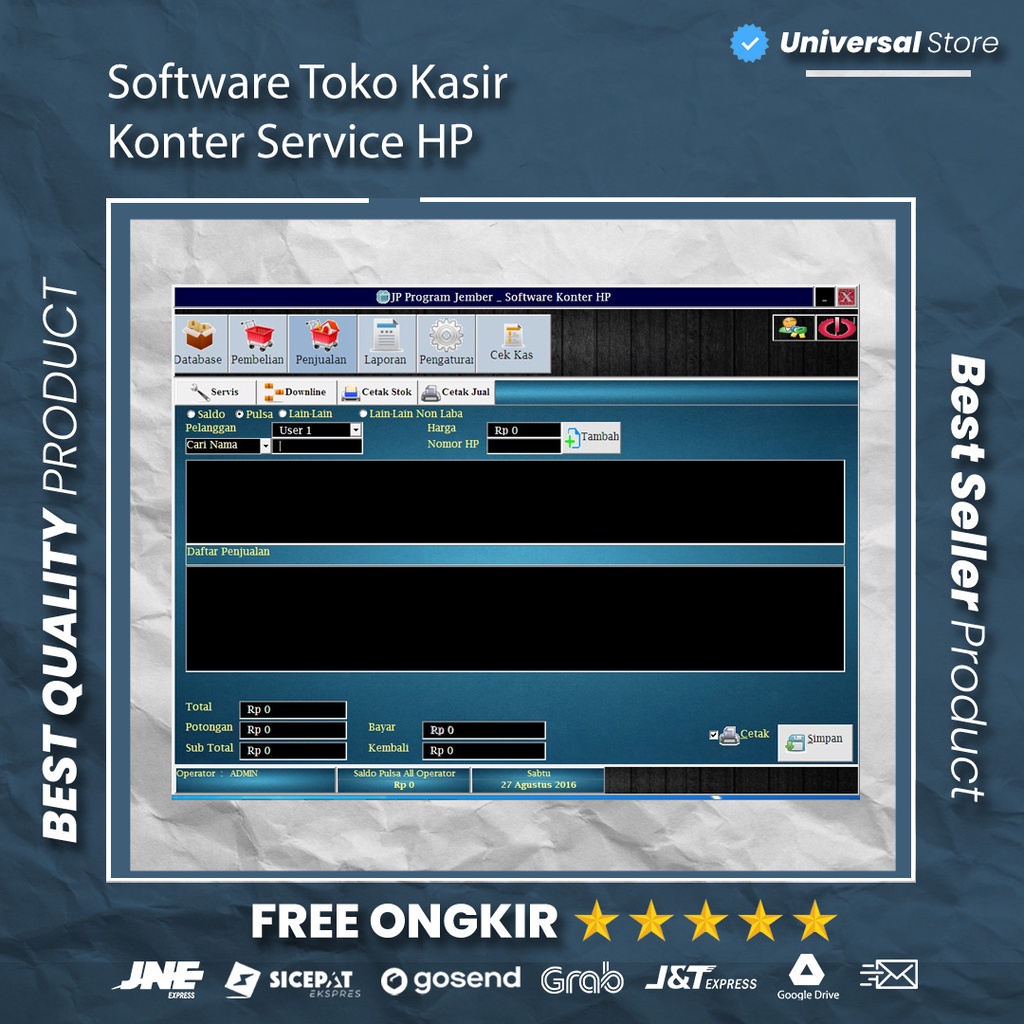 Jual Program Toko Kasir Konter Service HP Handphone Komputer PC Plus ...