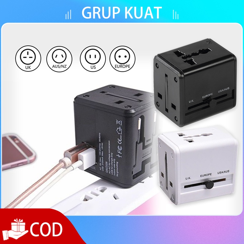 Jual Universal Travel Adaptor 2.1A Fast Charging Colokan Adapter Soket ...