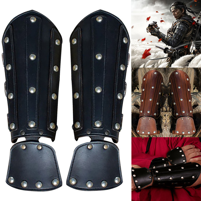 Jual Medieval Archer Samurai Leather Armor Gauntlet Spike Gloves Men ...