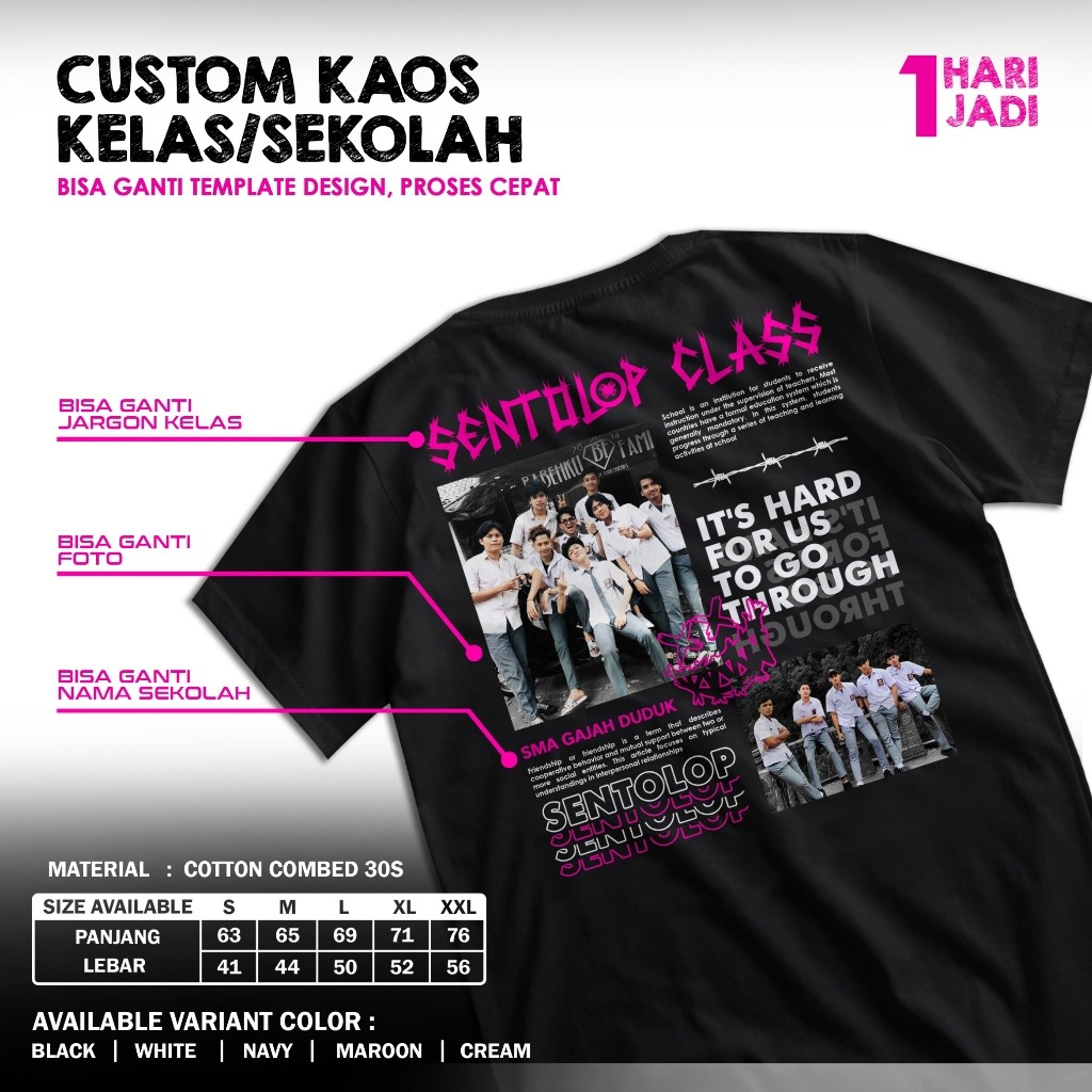 Jual [Bisa COD] Kaos Distro | Baju Kaos Viral | Kaos Keren | KELAS CUSTOM BISA TAMBAH NAMA KELAS ...