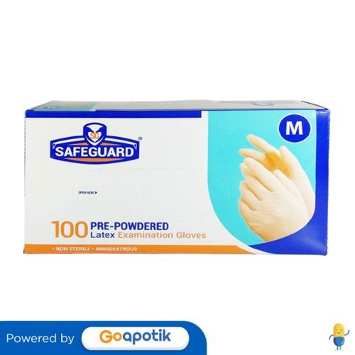 Jual Safeguard Pre-Powdered Latex Examination Glove Size L Box 100 Pcs ...