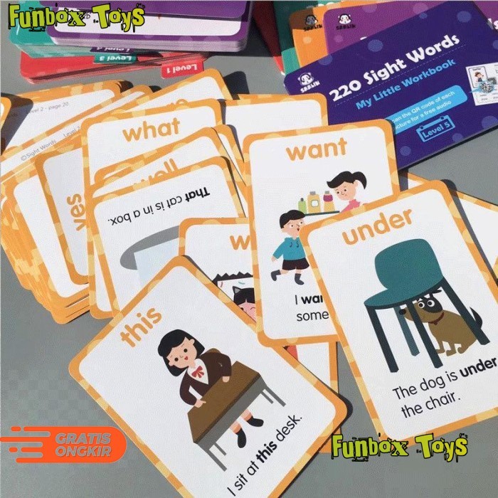 Jual Saalin 220 Sight Words Preschool Educational Flash Cards Reading ...
