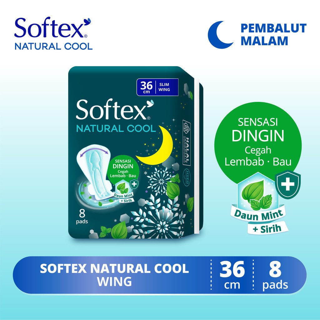 Jual Softex Natural Cool Super Slim 36cm 8 Pads - Pembalut Cool ...