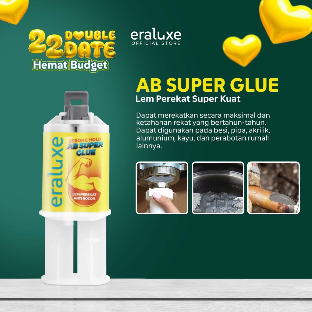 Jual Lem AB Super Glue Eraluxe Super Kuat Tahan Panas Perekat Besi ...