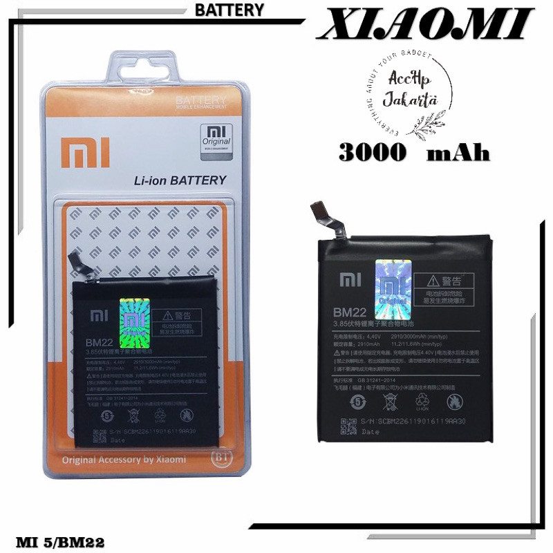 Jual BATTERY BATU BATRE BATRAI BATERAI Hp XiaoMi Mi5 Mi 5 BM 22 - BM22 100% ORIGINAL ...