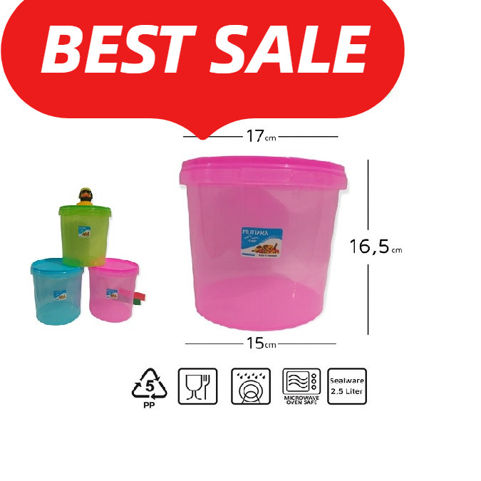 Jual Toples SEGEL 2,5 Liter Warna Penyimpanan Plastik Sealware Bulat Serbaguna Biskuit Hampers ...