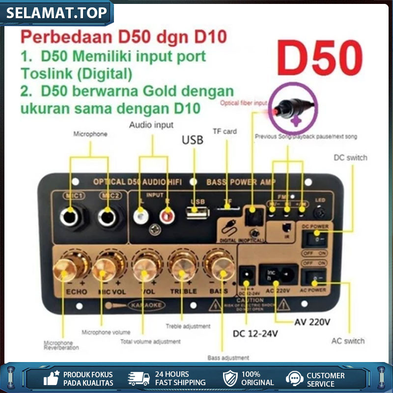 Jual 【Kirim Sekarang】D50 2000W Amplifier board Tampilan digital Power ...