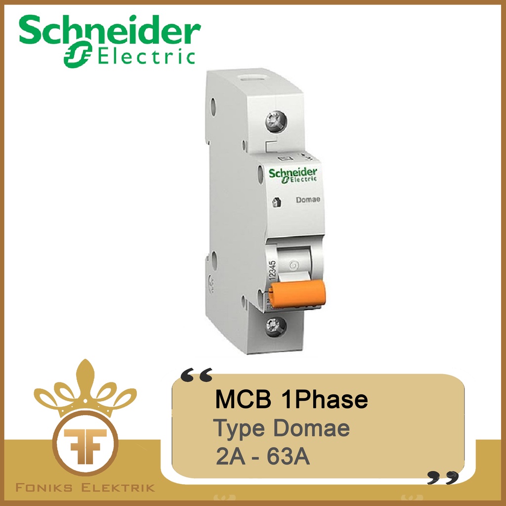 Jual MCB SCHNEIDER DOMAE 1P 1PHASE 2A-63A AMPERE | Shopee Indonesia