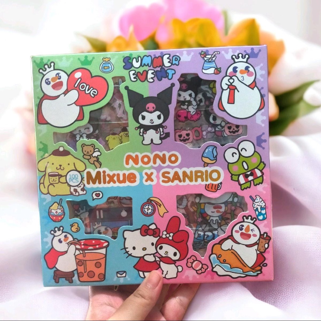 Jual Stiker Nono Mixue x Sanrio 1 Box isi 100 Pcs - Sticker Mixue ...