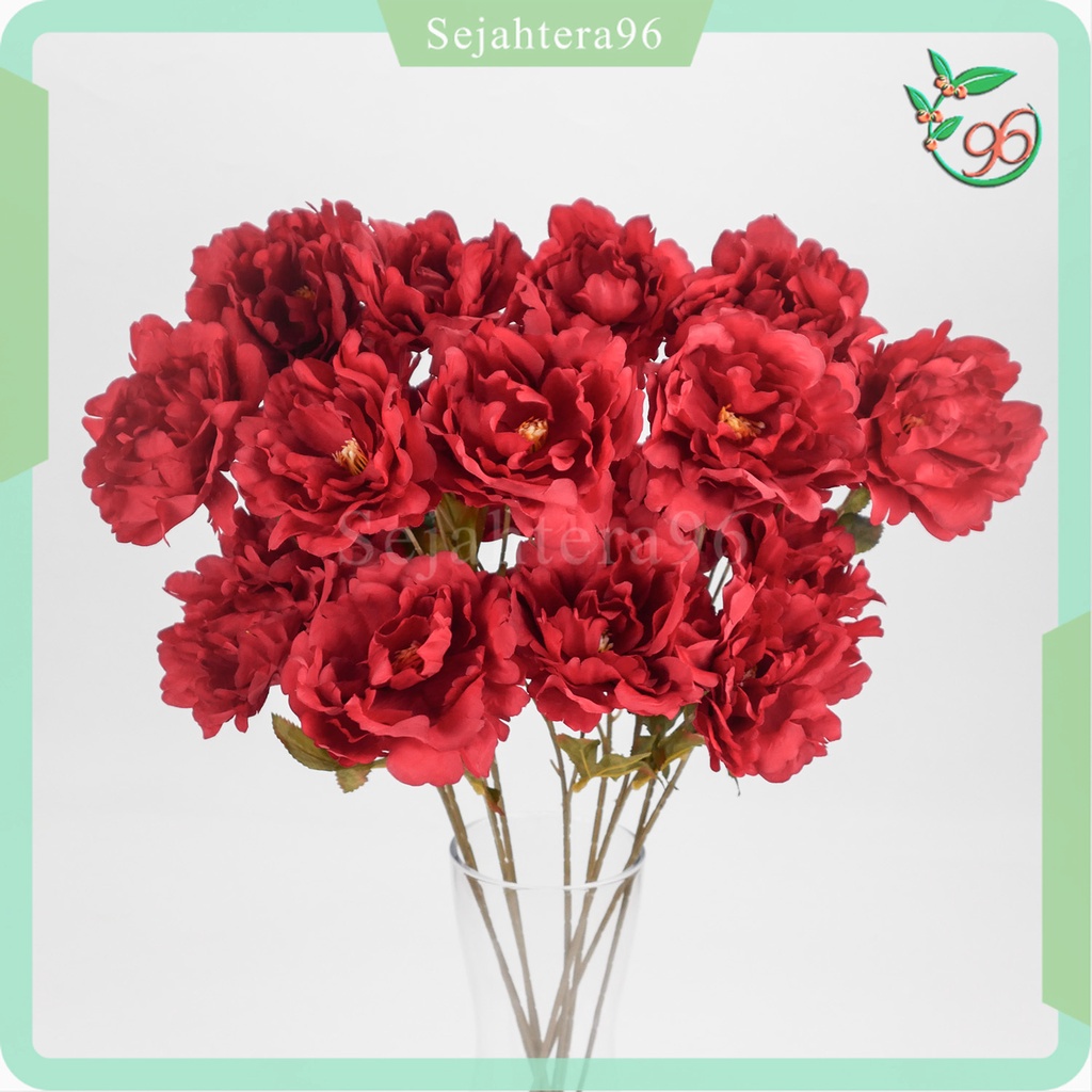 Jual Bunga Mutan Peony Jumbo Tangkai Panjang Cabang 3 Flowers Palsu ...